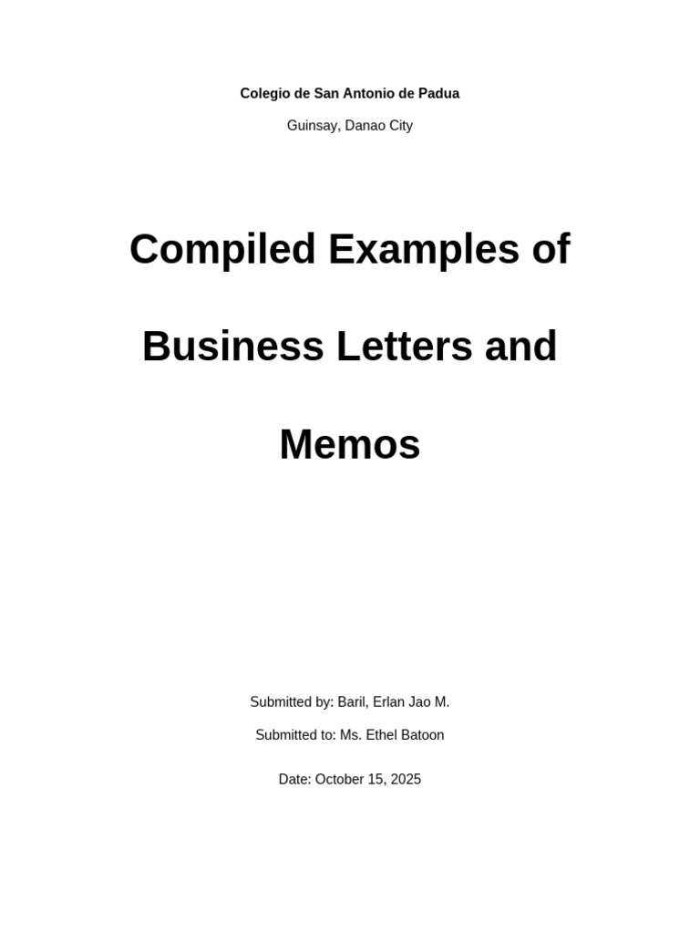 Business Letters and Memos Examples | PDF | Educational Technology