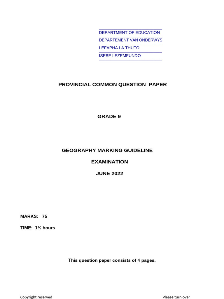 Grade 9 Geography June Exam Guide | PDF