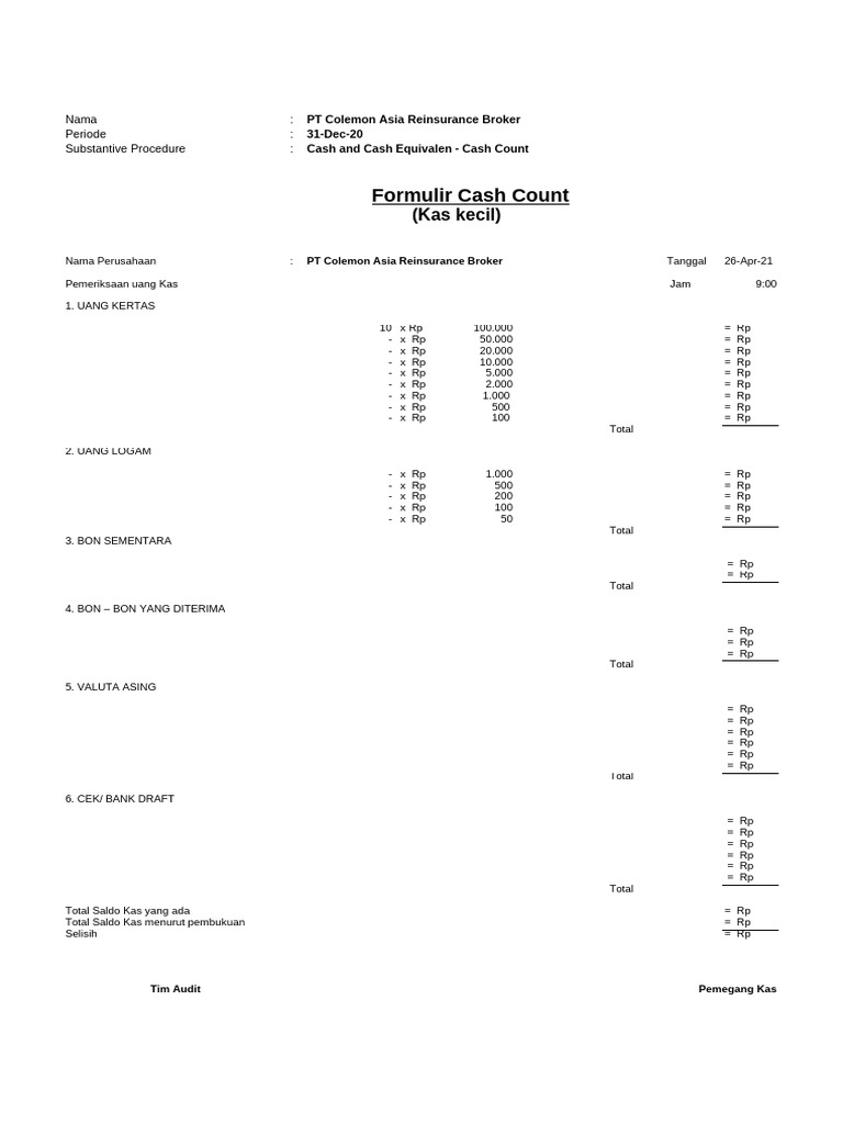 Cash Opname | PDF