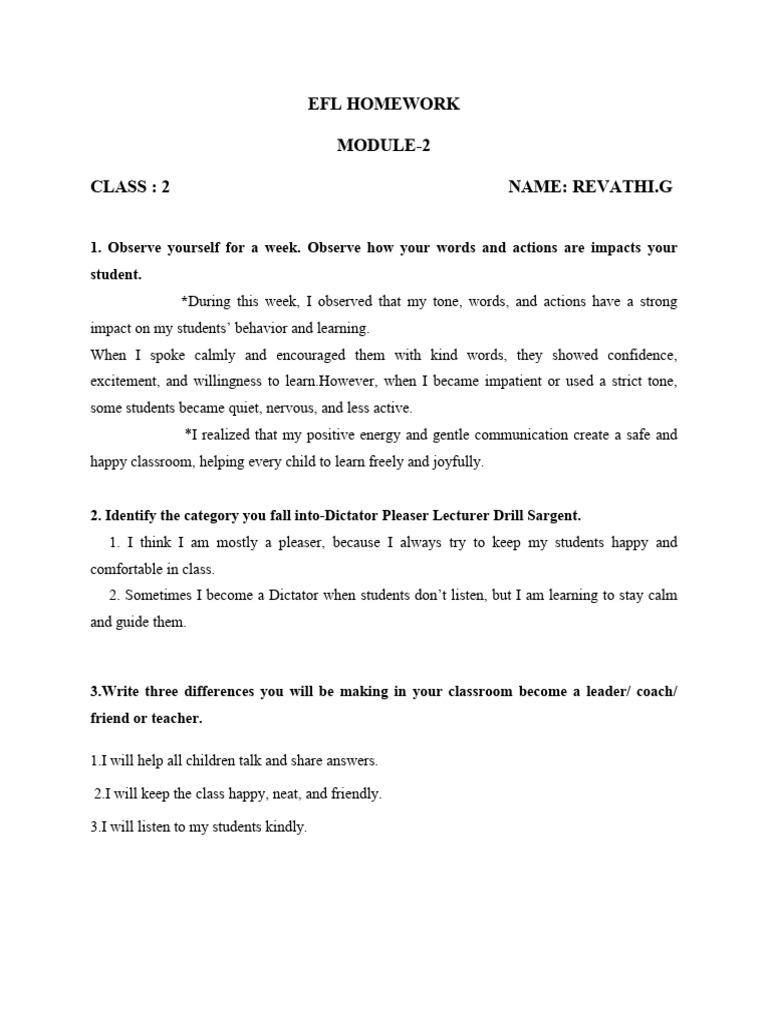 Efl Homework Module 2 | PDF