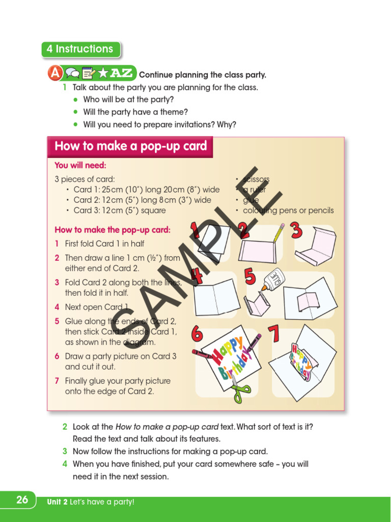 Class Party Pop-Up Card Instructions | PDF