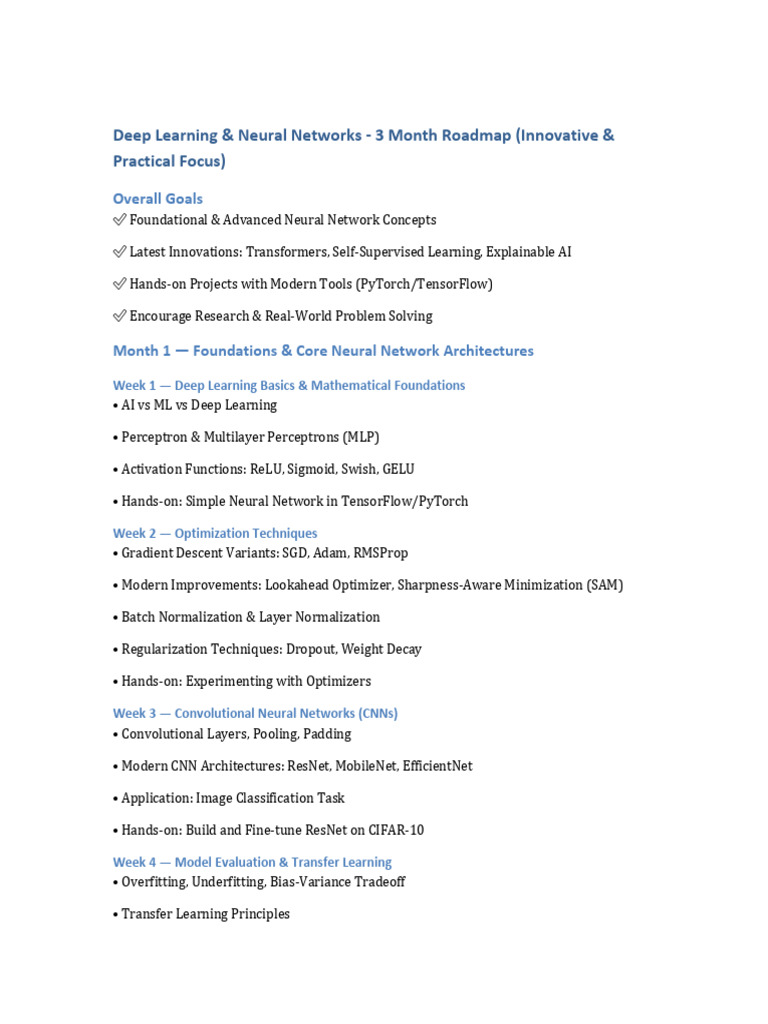 Deep Learning 3 Months Roadmap | PDF