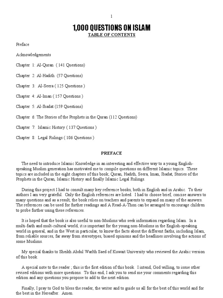 1000 Questions | PDF | Quran | Islam