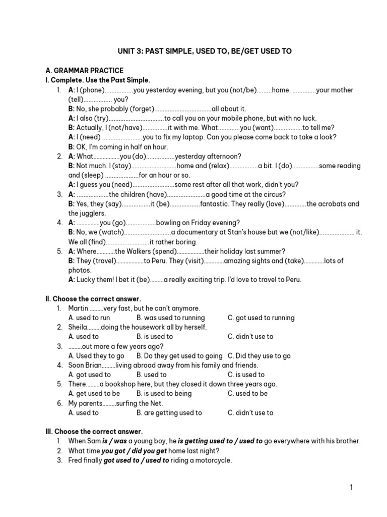 Past Simple and Used To Grammar Guide | PDF | Adverb | Language Mechanics