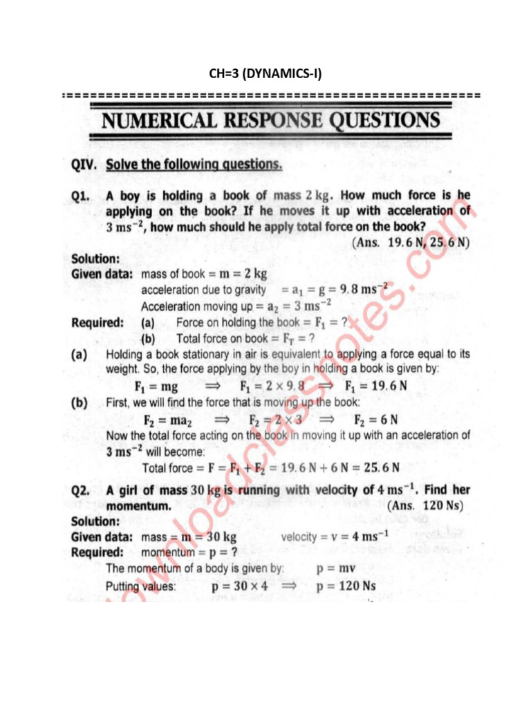 Phy - 9 (Numericals All Chapters) | PDF