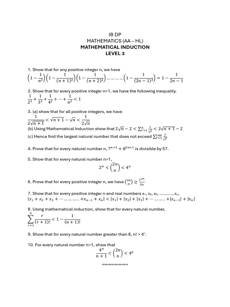 Mathematical Induction in IB DP Math | PDF