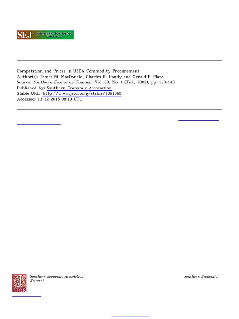 2002 - MacDoanld J. M., Handy C. R., - Competition and Prices in USDA ...