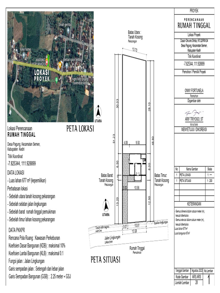 Ars 001 Peta Lokasi Peta Situasi Rumah Pagung-Semen | PDF