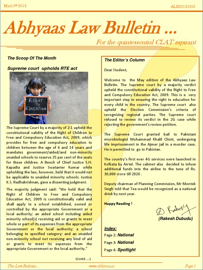 Abhyaas Law Bulletin - May 2012 | PDF | Supreme Court Of India | Bharatiya Janata Party