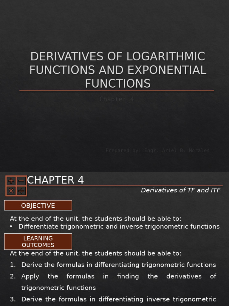 Logarithmic and Exponential Derivatives | PDF | Trigonometric Functions ...