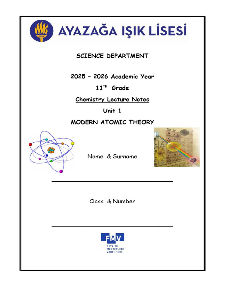 Unit 1 Modern Atomic Theory 24-25 | PDF | Atomic Orbital | Electron ...