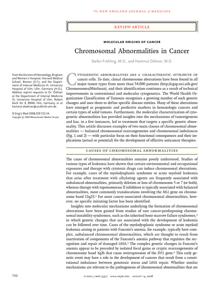 Chromosomal Abnormalities in Cancer | PDF | Myc | Gene Expression