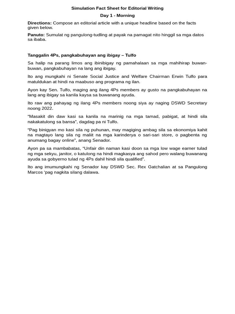 Editorial Writing Fact Sheet | PDF | Philippines