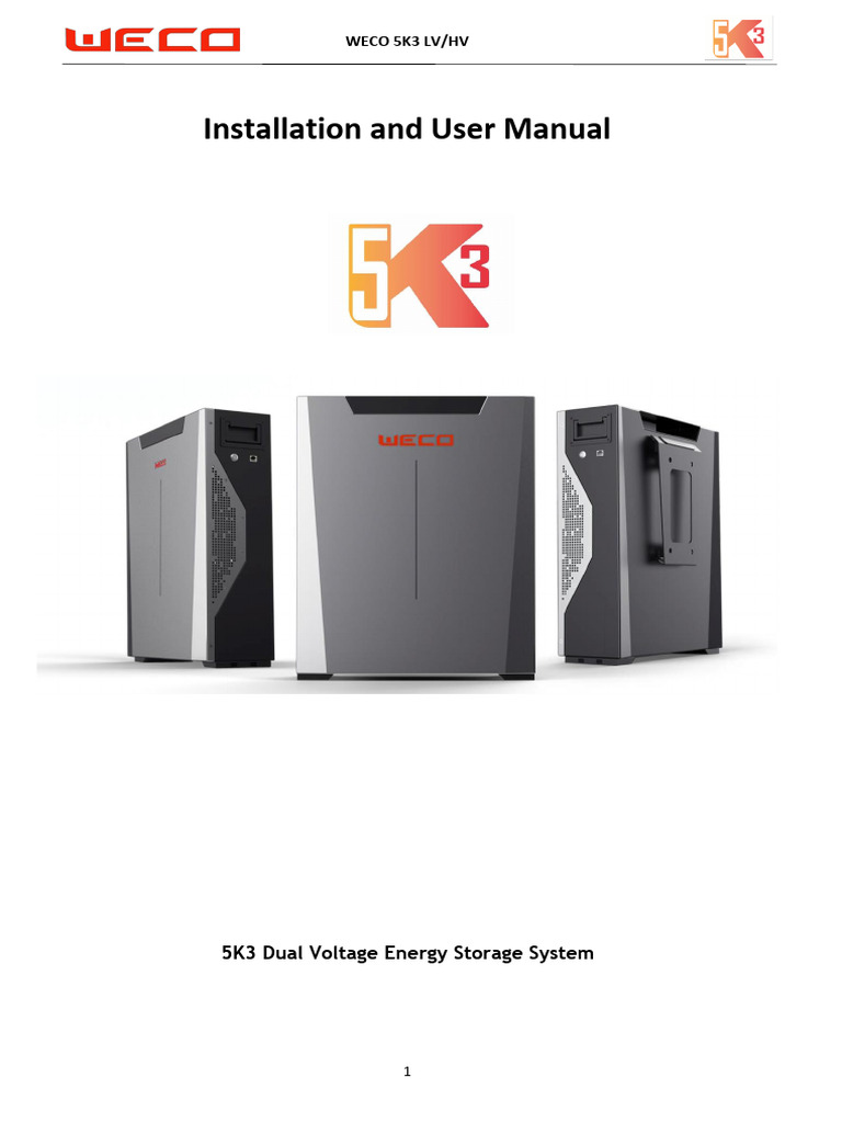 WECO 5K3 LV/HV Installation Manual | PDF | Rechargeable Battery | Power ...