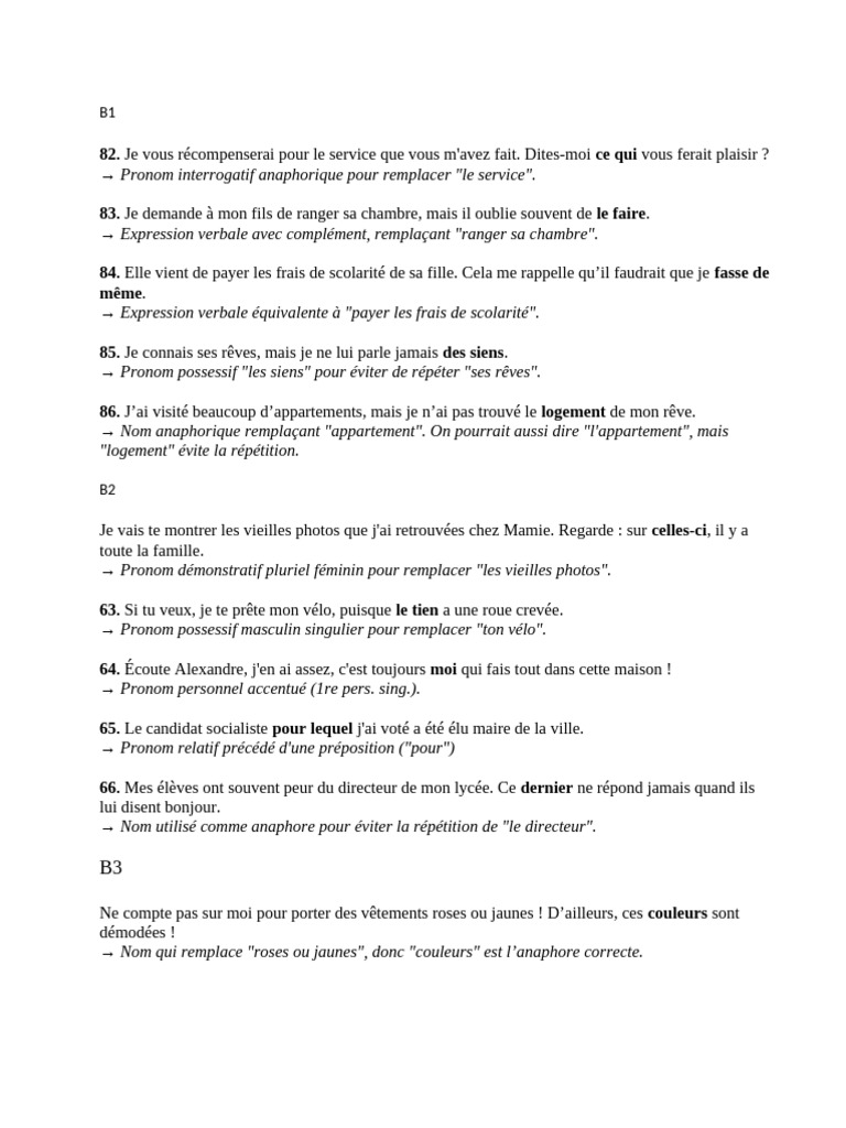 Anaphores et pronoms en français | PDF | Clause | Phrase