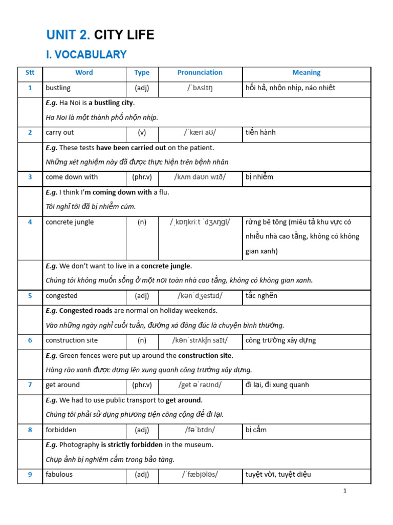 Unit 2. City Life | PDF