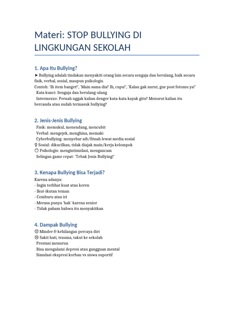 Stop Bullying: Panduan dan Solusi Sekolah | PDF