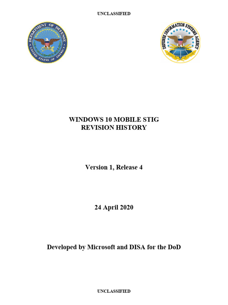 Windows 10 Mobile STIG Revision History | PDF | Windows 10 | Microsoft ...