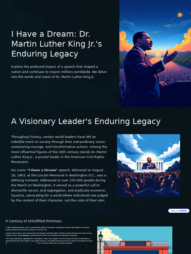 I Have A Dream DR Martin Luther King Jrs Enduring Legacy | PDF | Martin ...