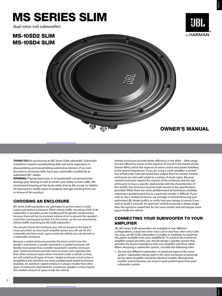 Ms 10sd2 Slim | PDF | Loudspeaker | Sound Technology