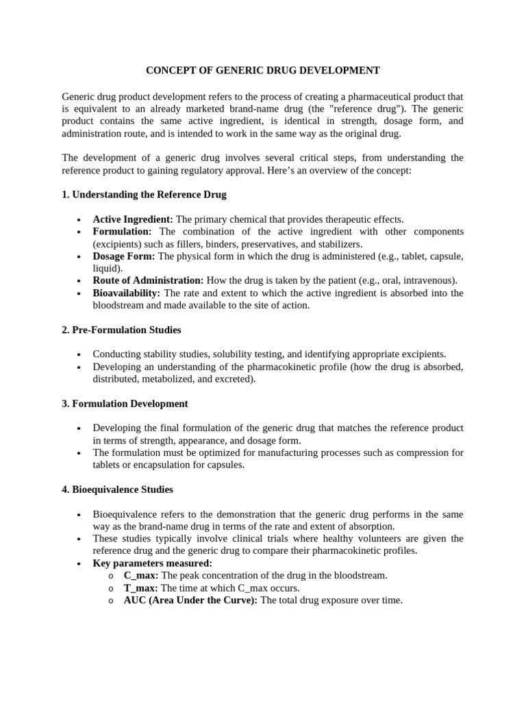 Concept of Generic Drug Product Development | PDF | Generic Drug | Pharmaceutical Formulation