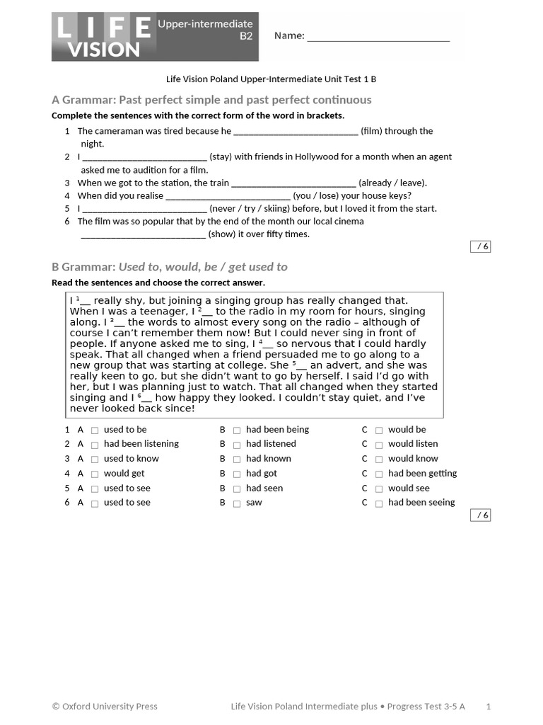 Life Vision Upper Intermediate Test | PDF | Robot | Robotics