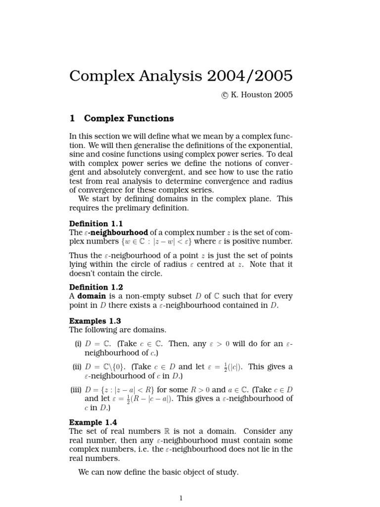 Understanding Complex Functions and Analysis | PDF | Power Series ...