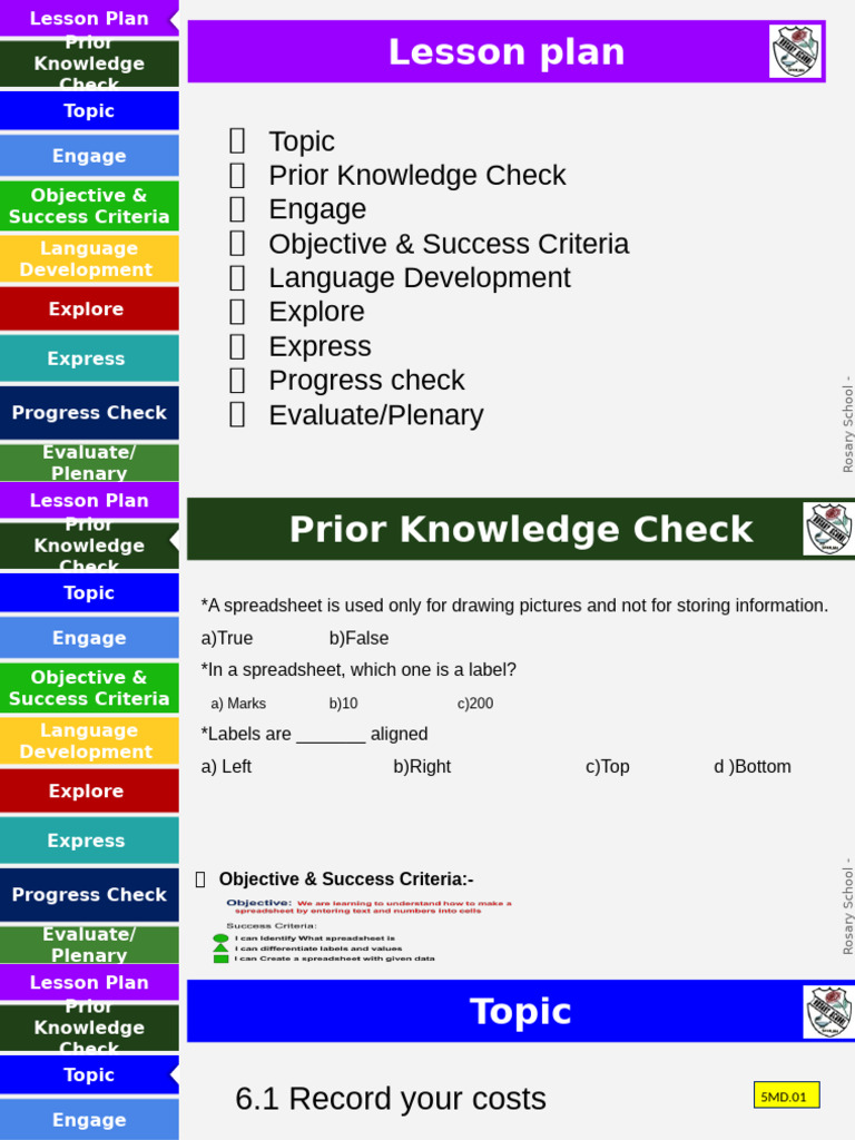Spreadsheet Lesson Plan Overview | PDF | Spreadsheet | Lesson Plan
