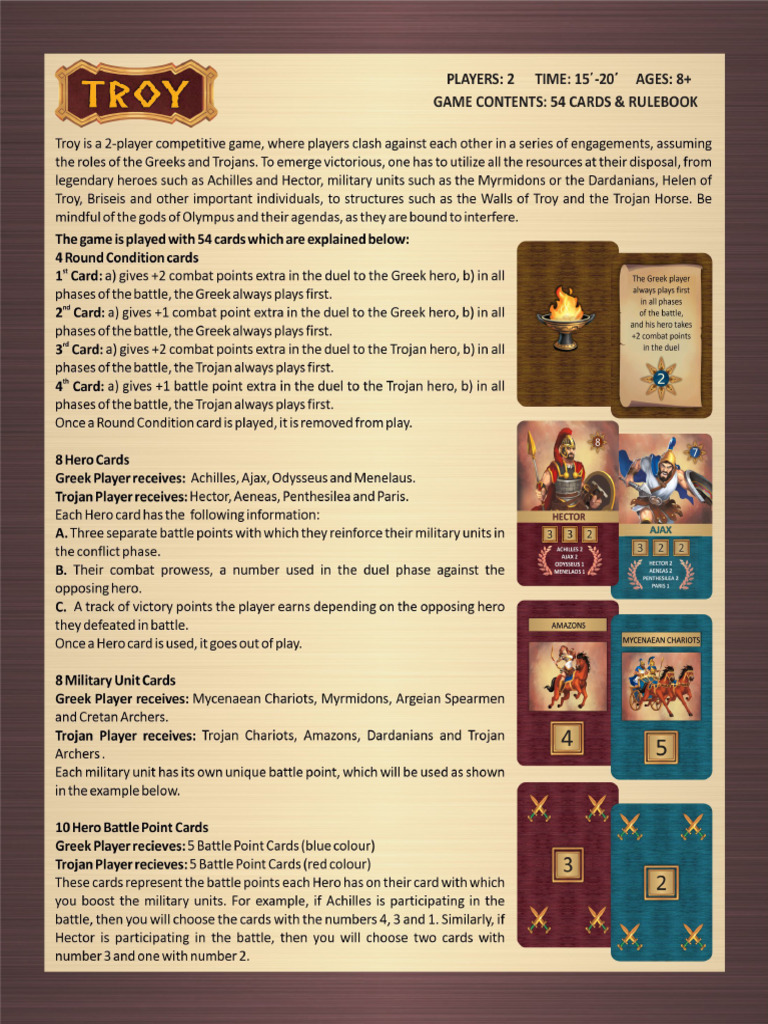 Troy The Card Game English Rulebook | PDF