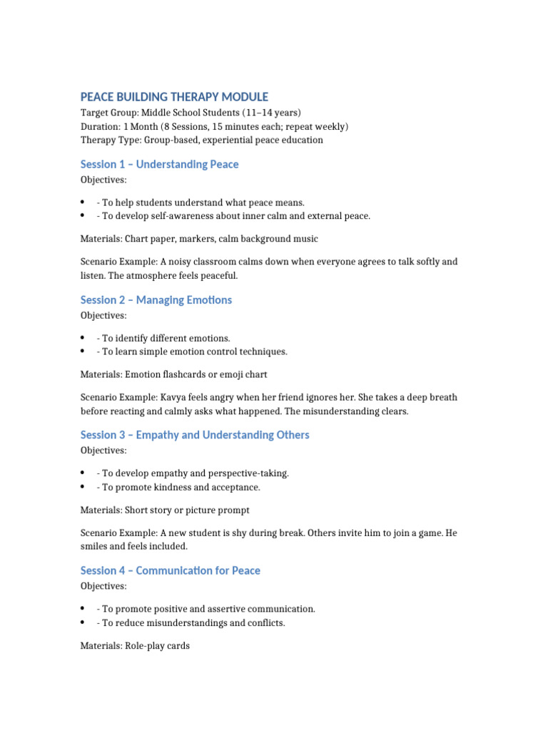 Peace Building Therapy for Teens | PDF | Empathy | Forgiveness
