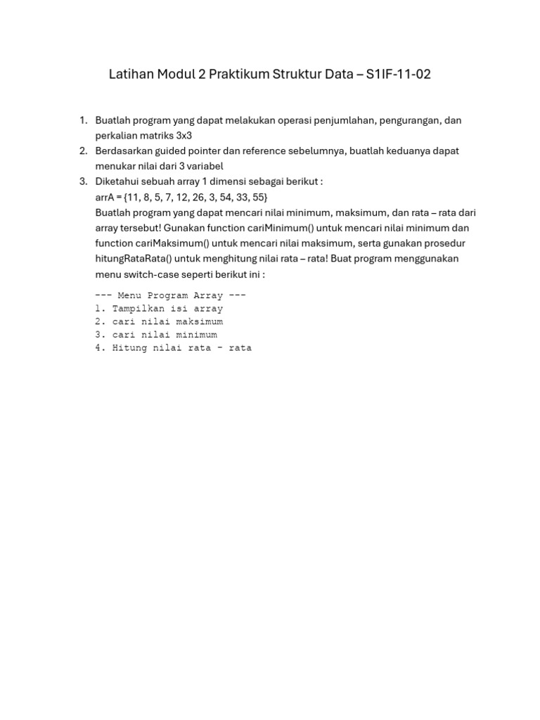 Latihan Modul 2 Praktikum Struktur Data - S1IF-11-02 | PDF