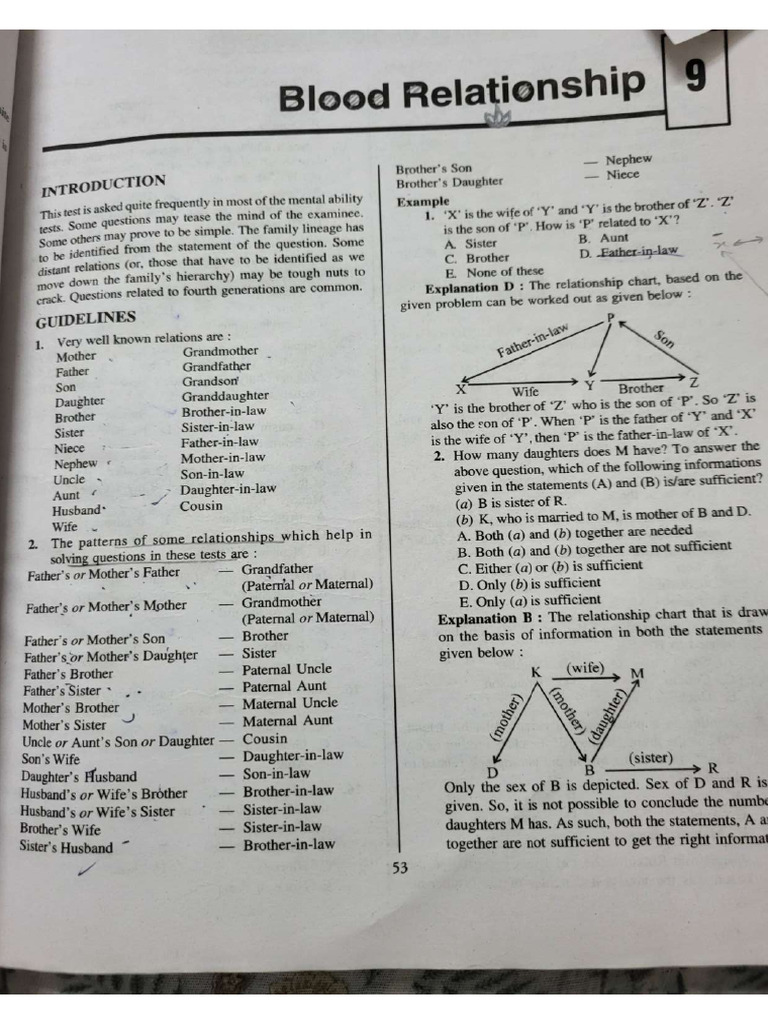 Blood Relation Reasoning | PDF
