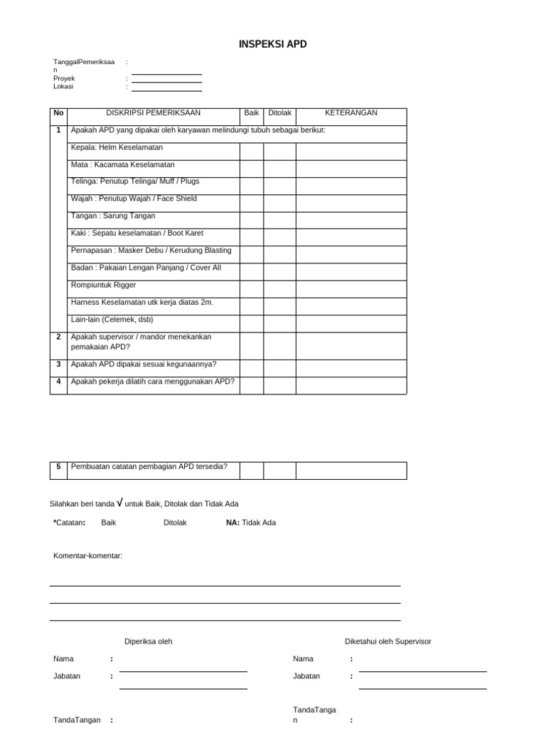 Inspeksi Apar Dan Apd | PDF