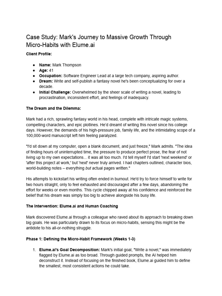 Case Study - Mark's Journey To Massive Growth Through Micro-Habits With ...