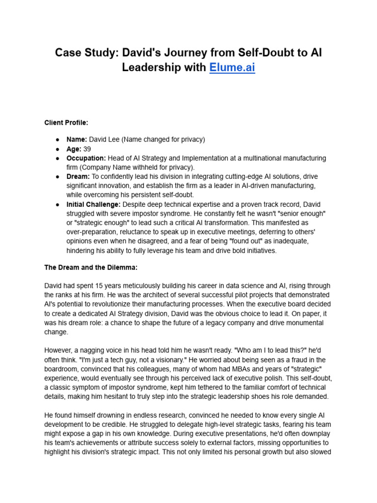 Case Study - David's Journey From Self-Doubt To AI Leadership With ...