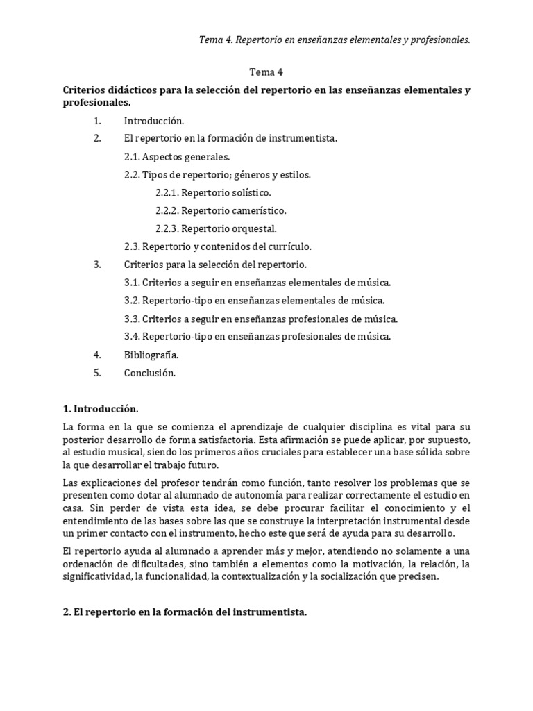 Repertorio | PDF | Plan de estudios | Maestros