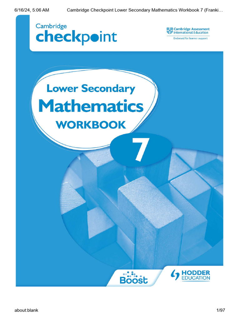Cambridge Checkpoint Lower Secondary Mathematics Workbook 7 (Frankie ...