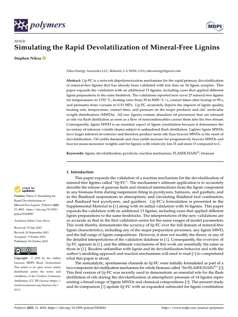 polymers-15-04043-v2 (1) | PDF | Pyrolysis | Lignin