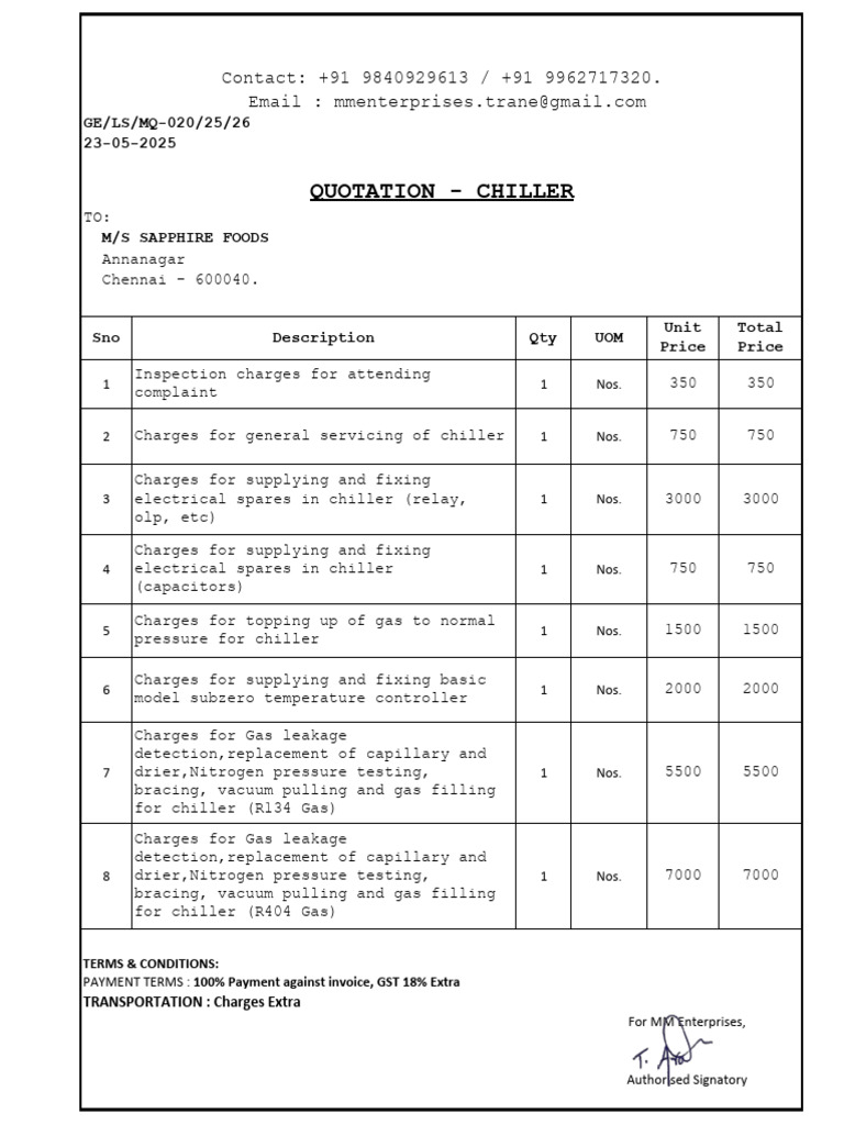 Mq0020 Sapphire Chiller | PDF