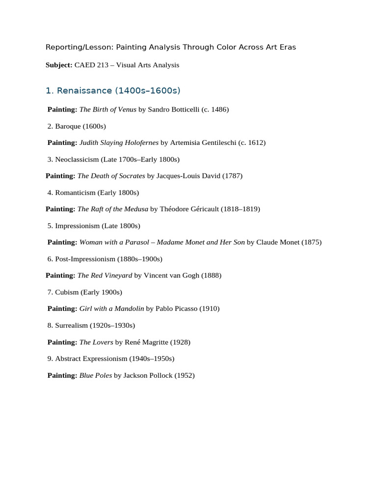 Visual Art Analysis Painting | PDF