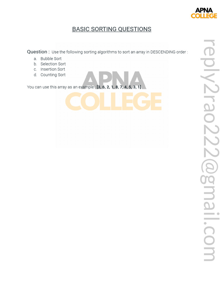 Basic Sorting Questions | PDF