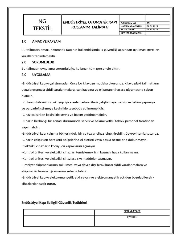 End Kapi Tali̇mat | PDF