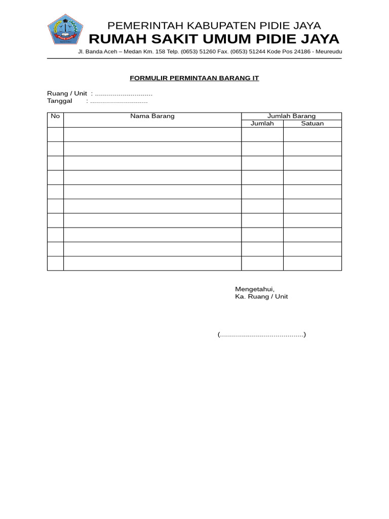 Form Permintaan Barang It | PDF