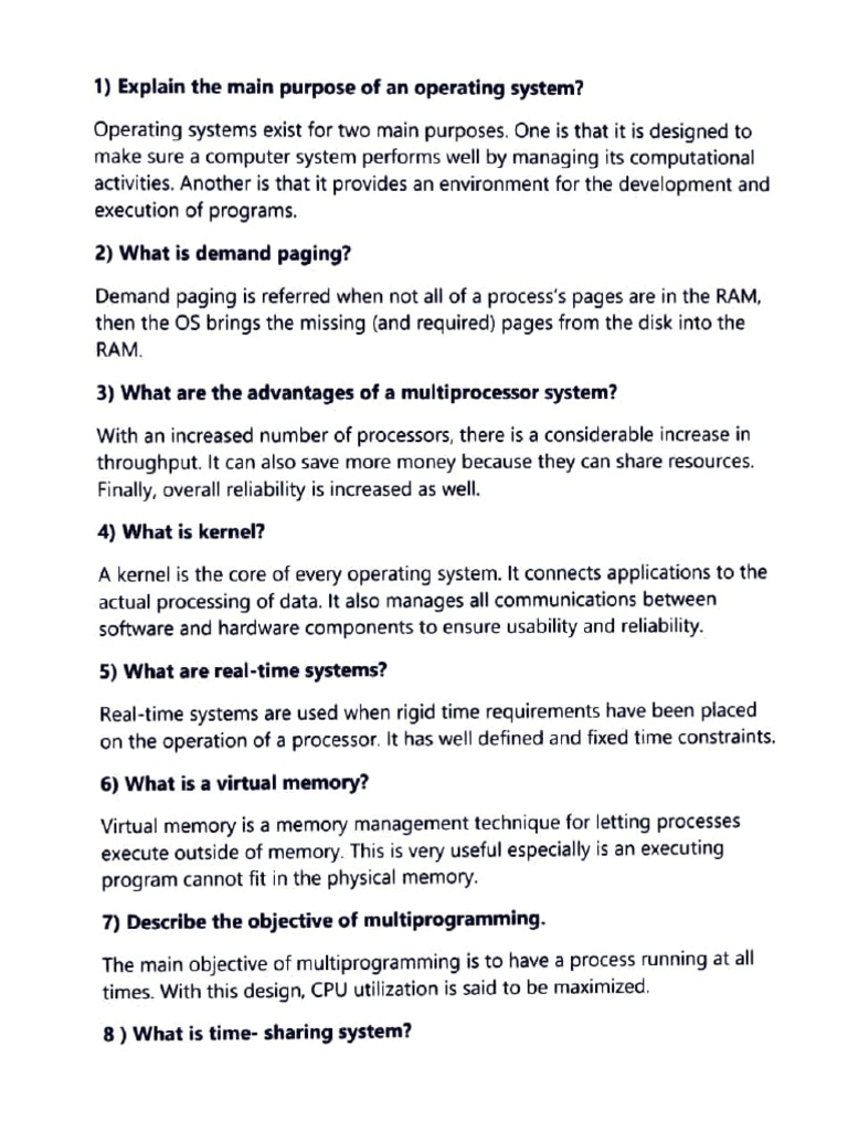 Os Interview | PDF | Process (Computing) | Operating System