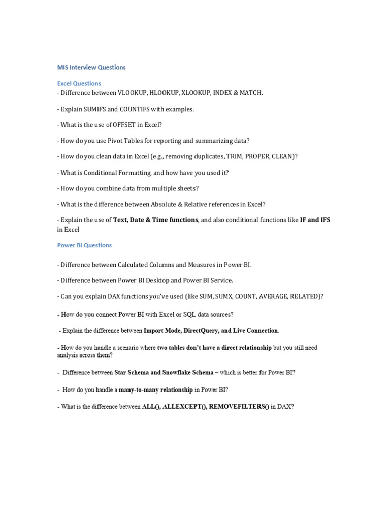 MIS Interview Questions | PDF