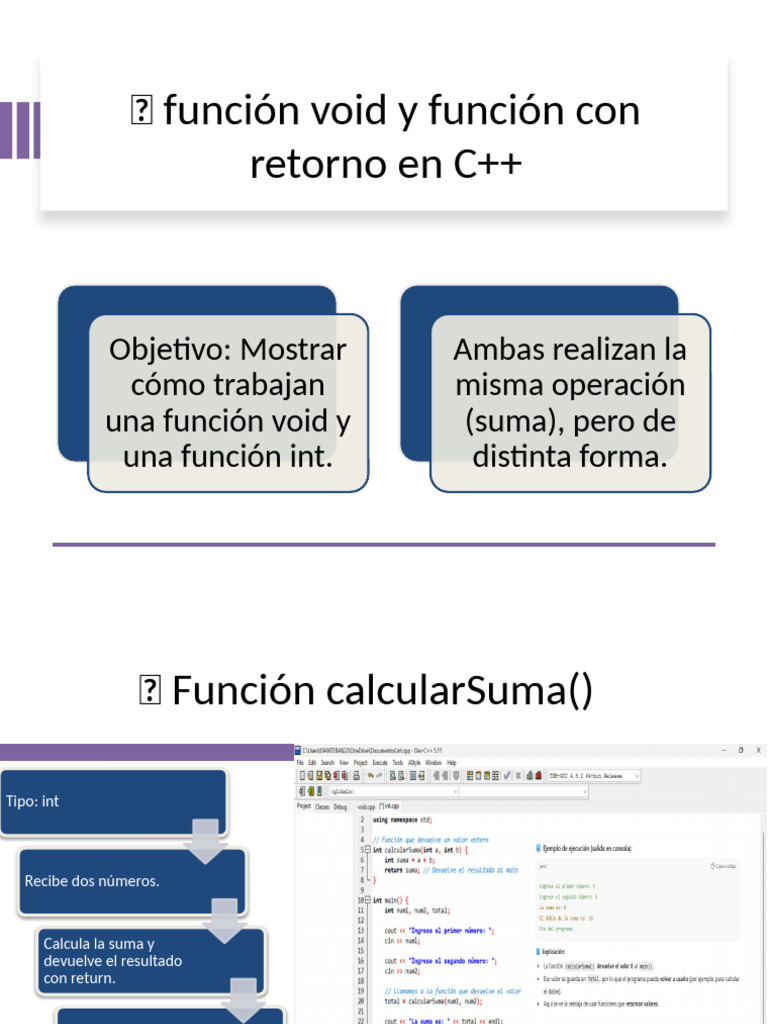 Funciones void vs int en C++ | PDF