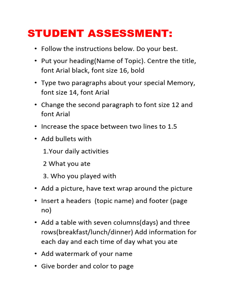 STUDENT Assignment - MS Word | PDF