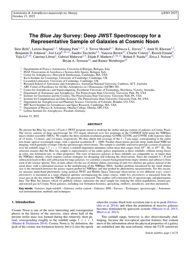 The Survey: Deep JWST Spectroscopy For A Representative Sample of ...