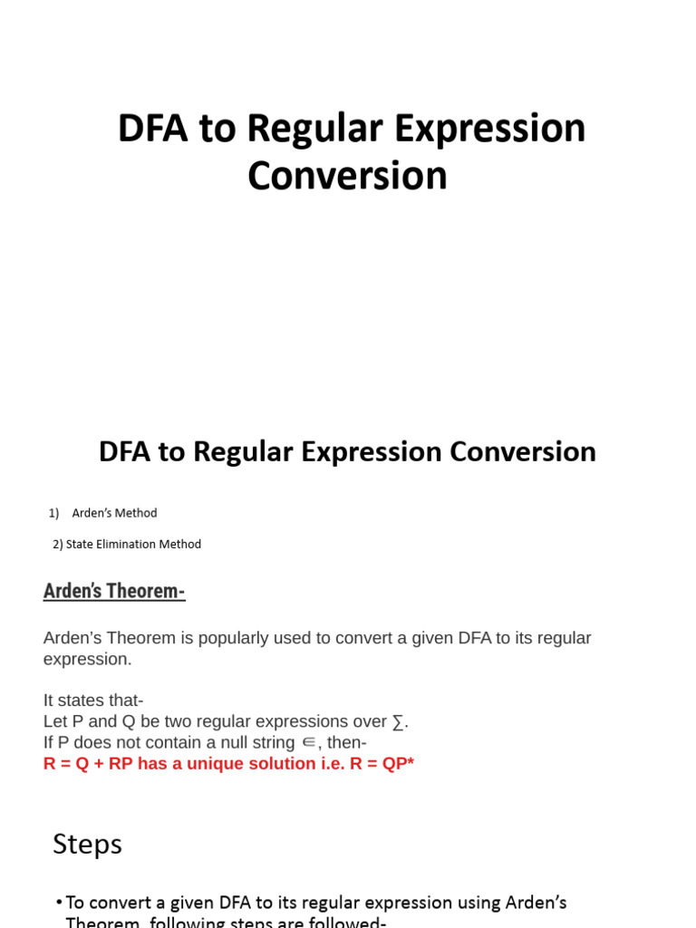 DFA to Regular Expression Guide | PDF