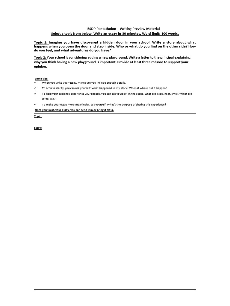 ESDP 2-3 Writing Preparation | PDF